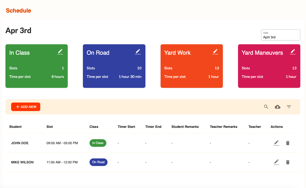 Truck Training Academy - Schedule Management & Student Progress Tracking
